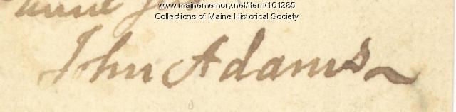 Item 101285 - John Adams signature, Sept. 26, 1774 - Vintage Maine Images