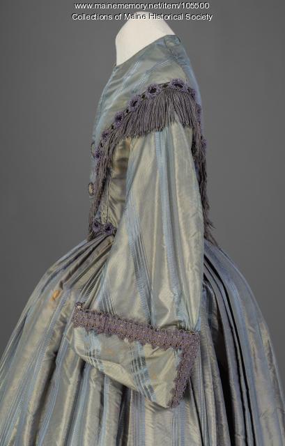 Full crinoline dress with fringe, ca. 1859 - Maine Memory Network