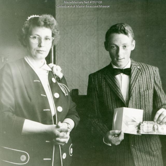 Paul Crossman displaying his graduation gift, Frenchboro, 1958 - Maine ...