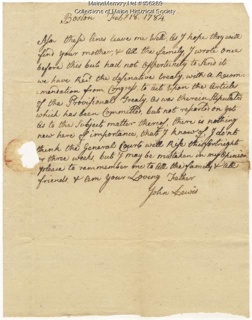 John Lewis to Asa Lewis letters regarding war, 1774-1794 - Maine Memory ...