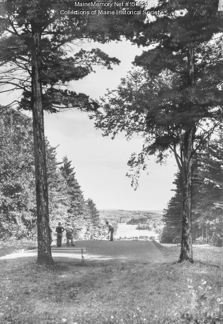 Golfer teeing off on the 4th hole at Poland Spring Golf Course, Poland ...