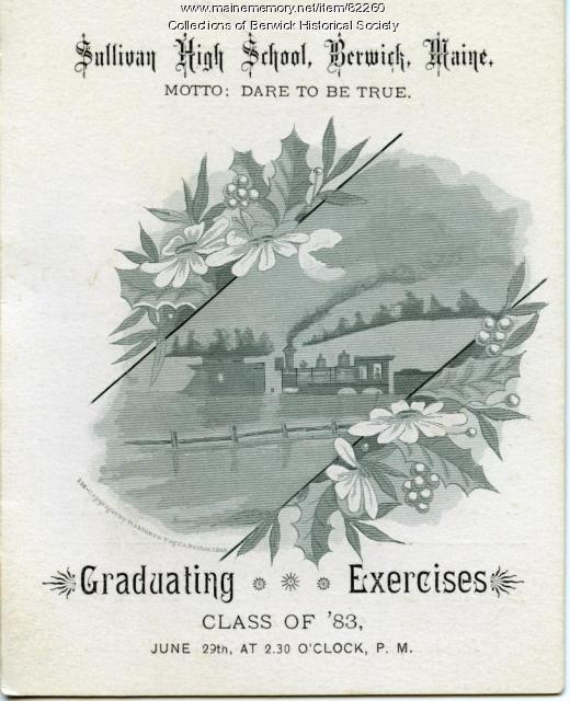 Sullivan High School Graduation Announcement Berwick 1883 Maine Memory Network
