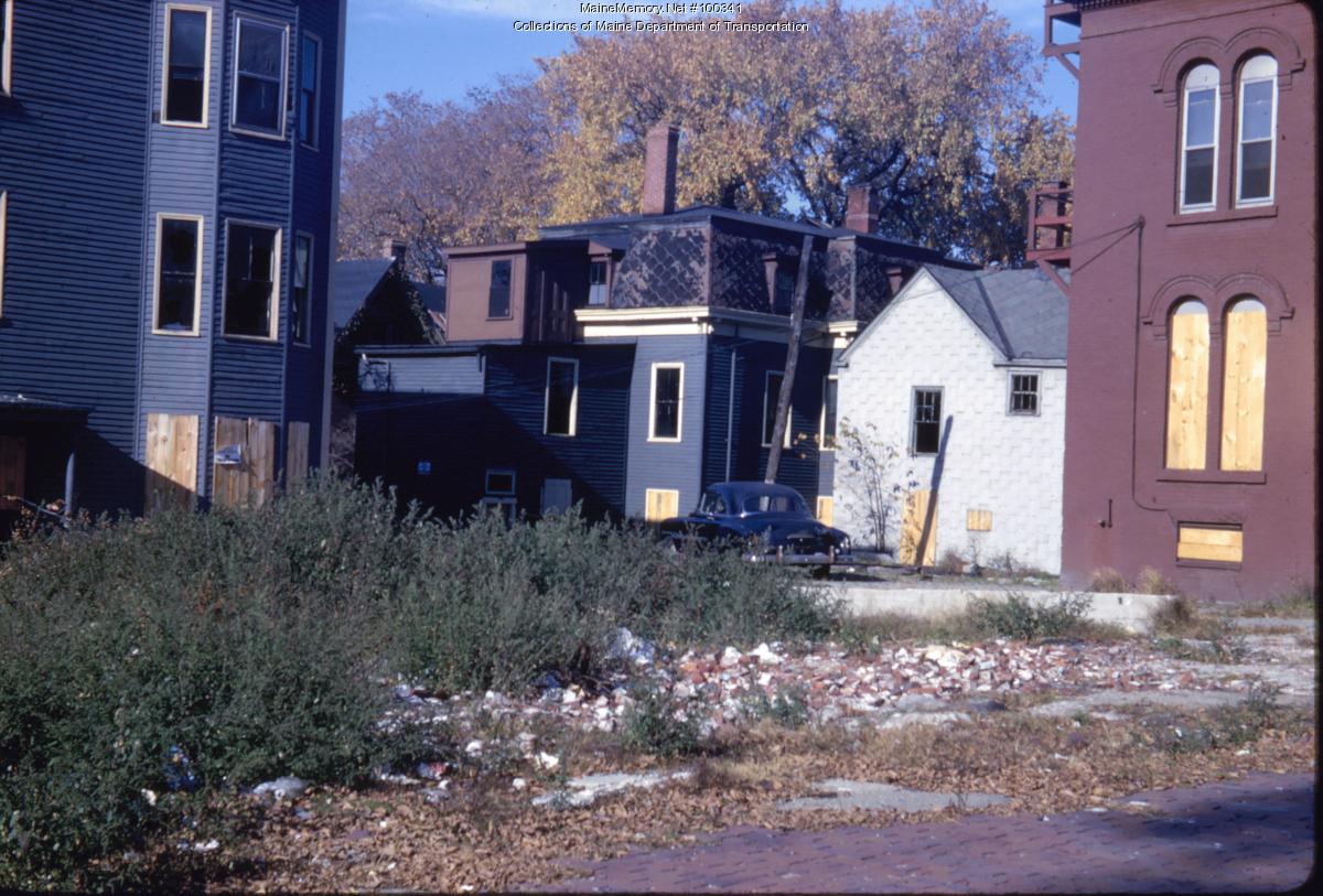 Boarded-up buildings, Portland, 1966 - Maine Memory Network