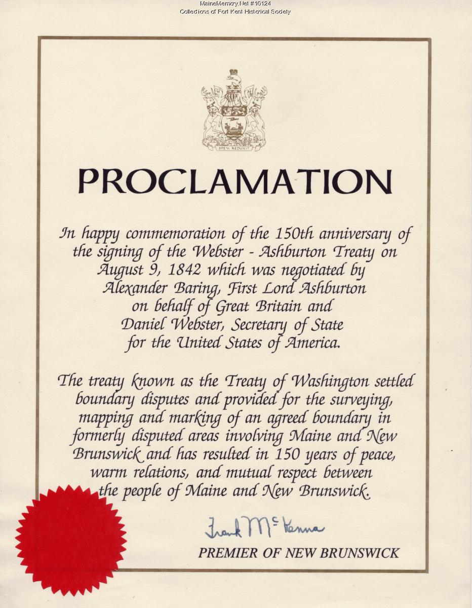 Treaty anniversary proclamation, 1992 - Maine Memory Network