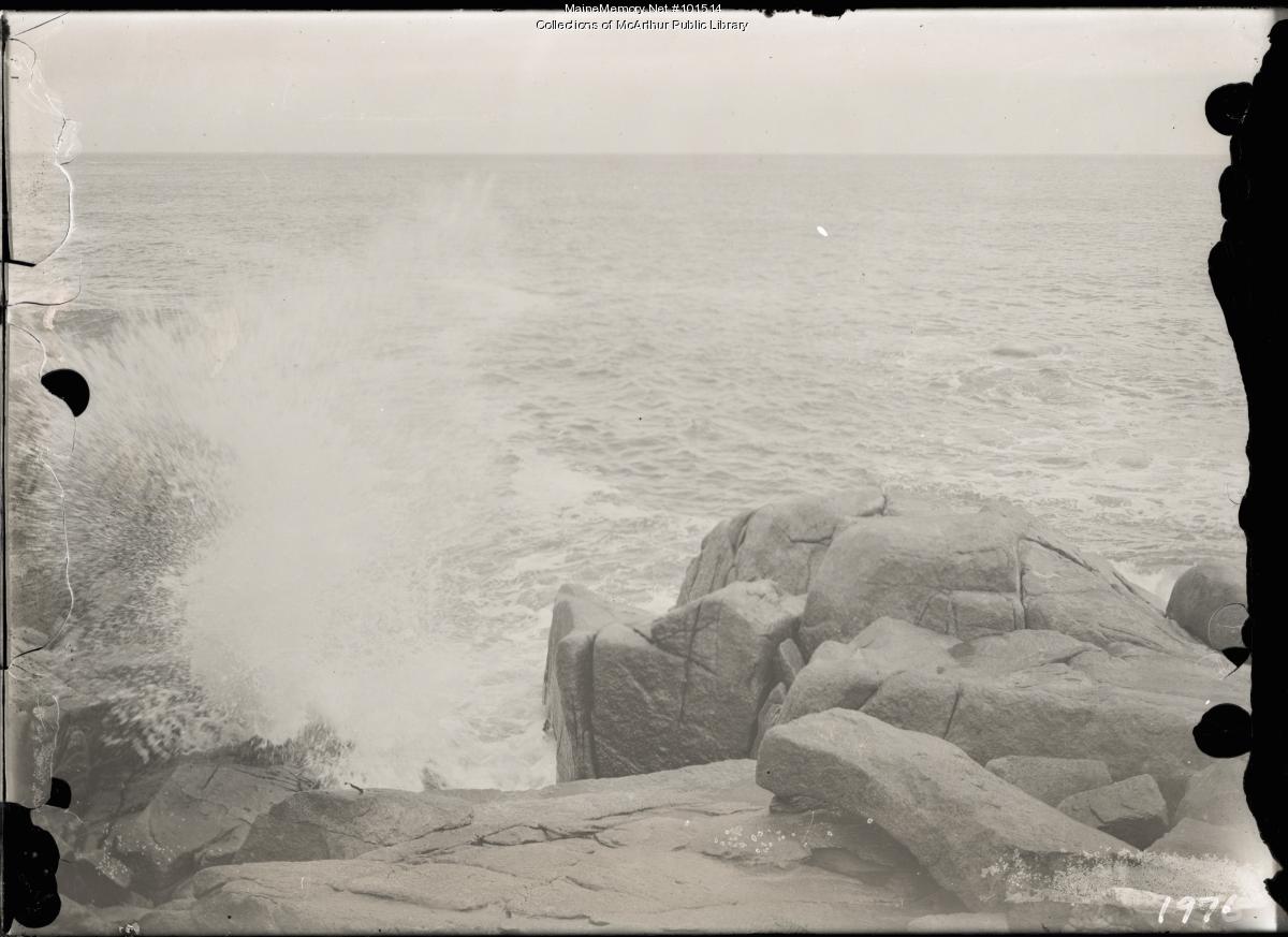 Waves at Fortune's Rocks, Biddeford, ca. 1915 - Maine Memory Network