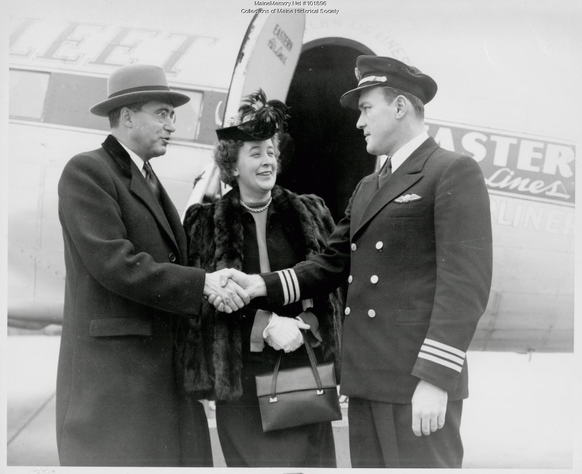 Governor Hildreth prior to takeoff, Boston, Massachusetts, 1946 - Maine ...