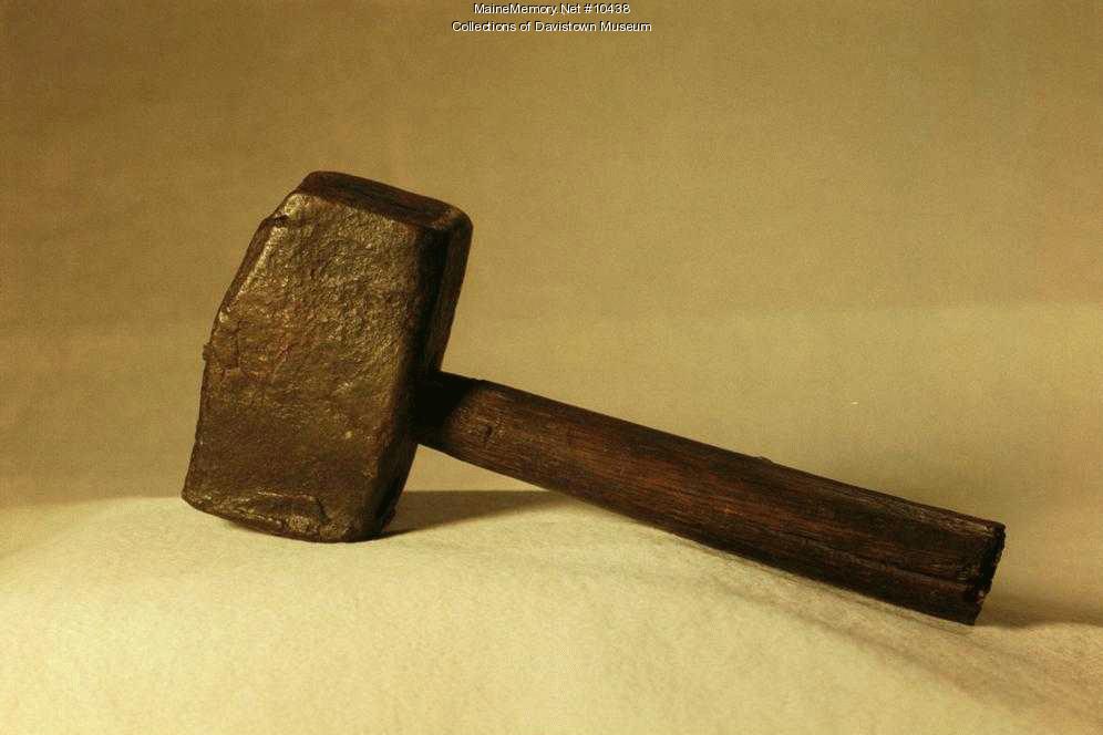 Primitive iron hammer, ca. 1650 - Maine Memory Network