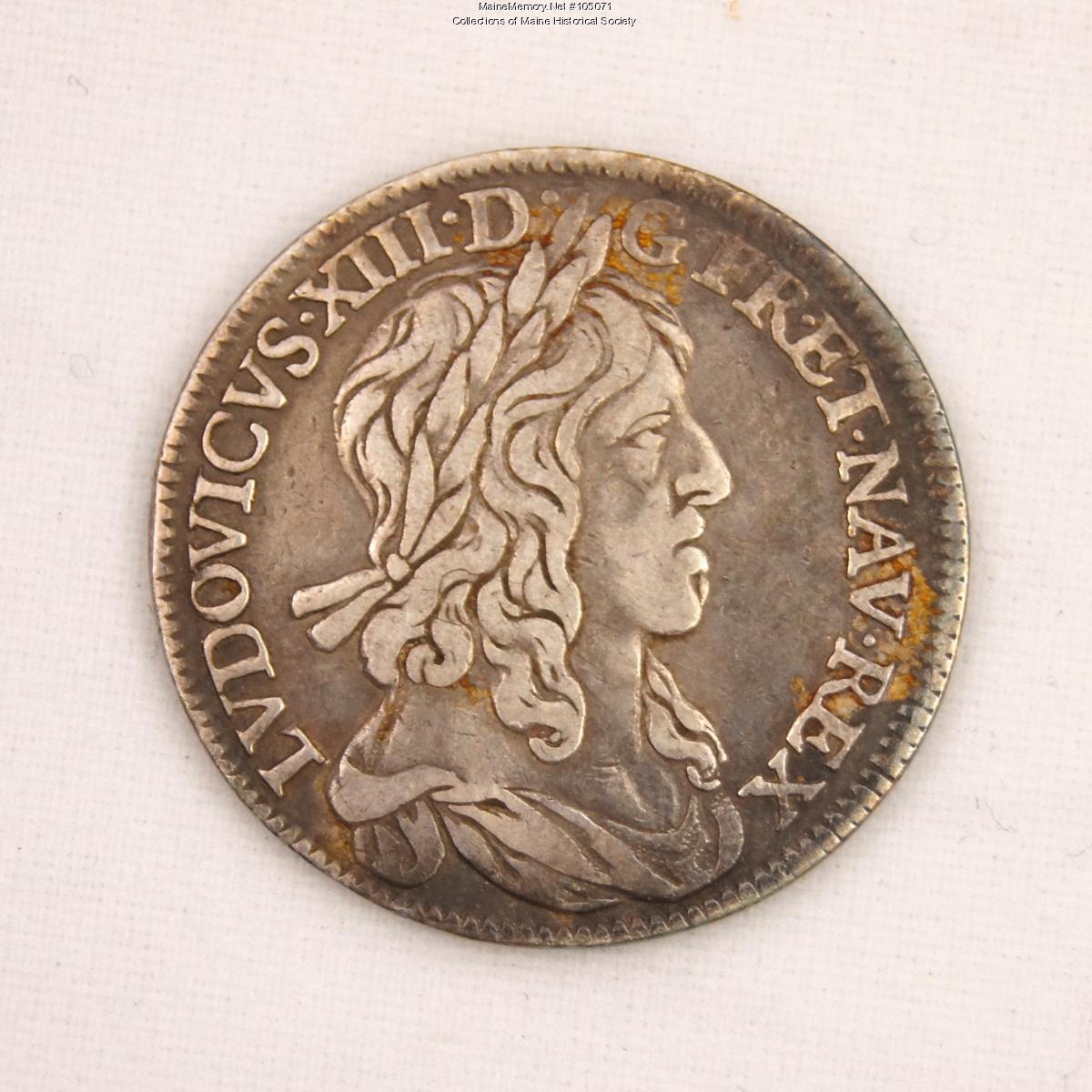 French 1/4 Ecu coin, Louis XIII, Castine, 1642 - Maine Memory Network