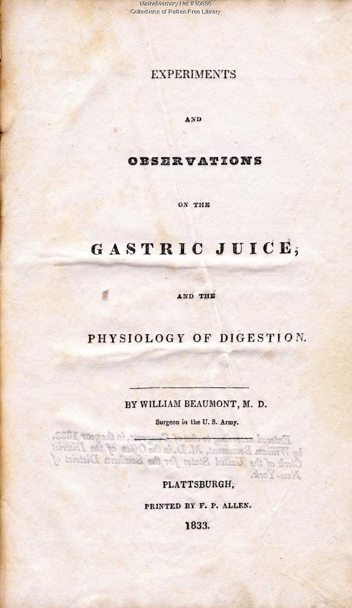 Title page of book on digestion, Bath, 1833 - Maine Memory Network