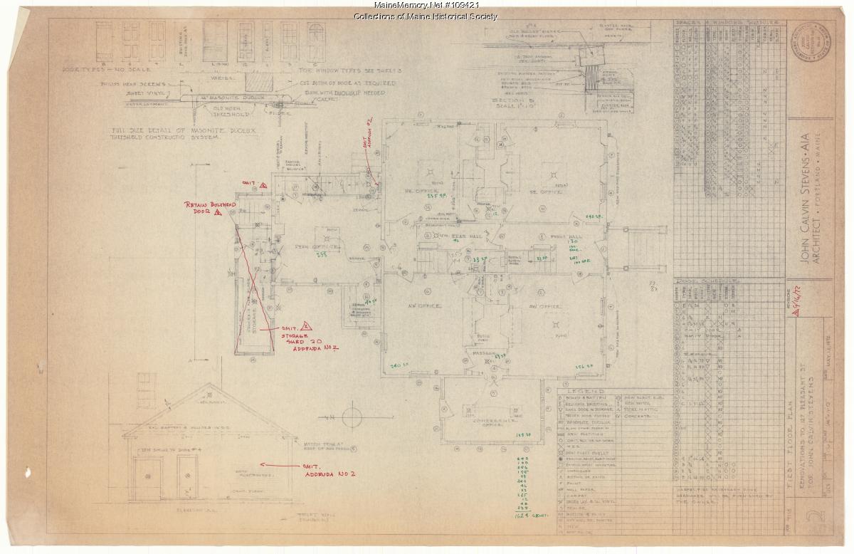 Renovations to 127 Pleasant Street for John Calvin Stevens II, Portland ...