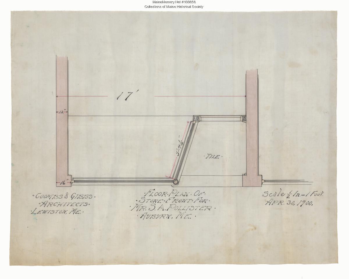 Store Front for Mr. S.A. Pollister, Auburn, 1900 - Maine Memory Network