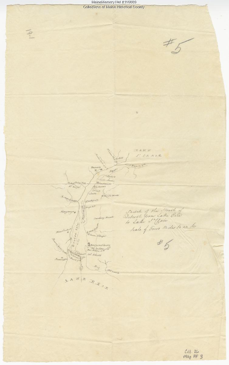 Sketch of the Strait of Detroit from Lake Erie to Lake St. Clair, ca ...