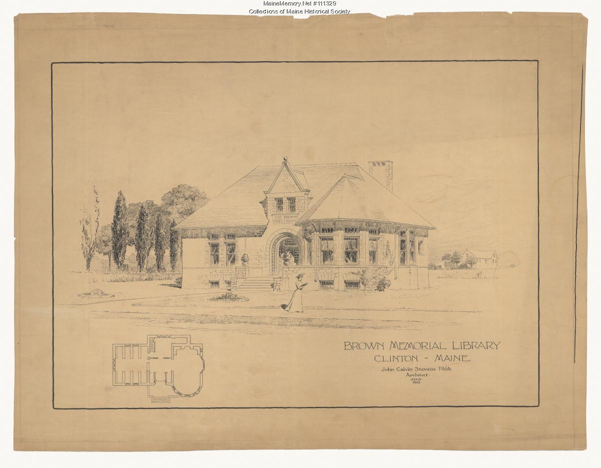 Brown Memorial Library, Clinton, 1903 - Maine Memory Network