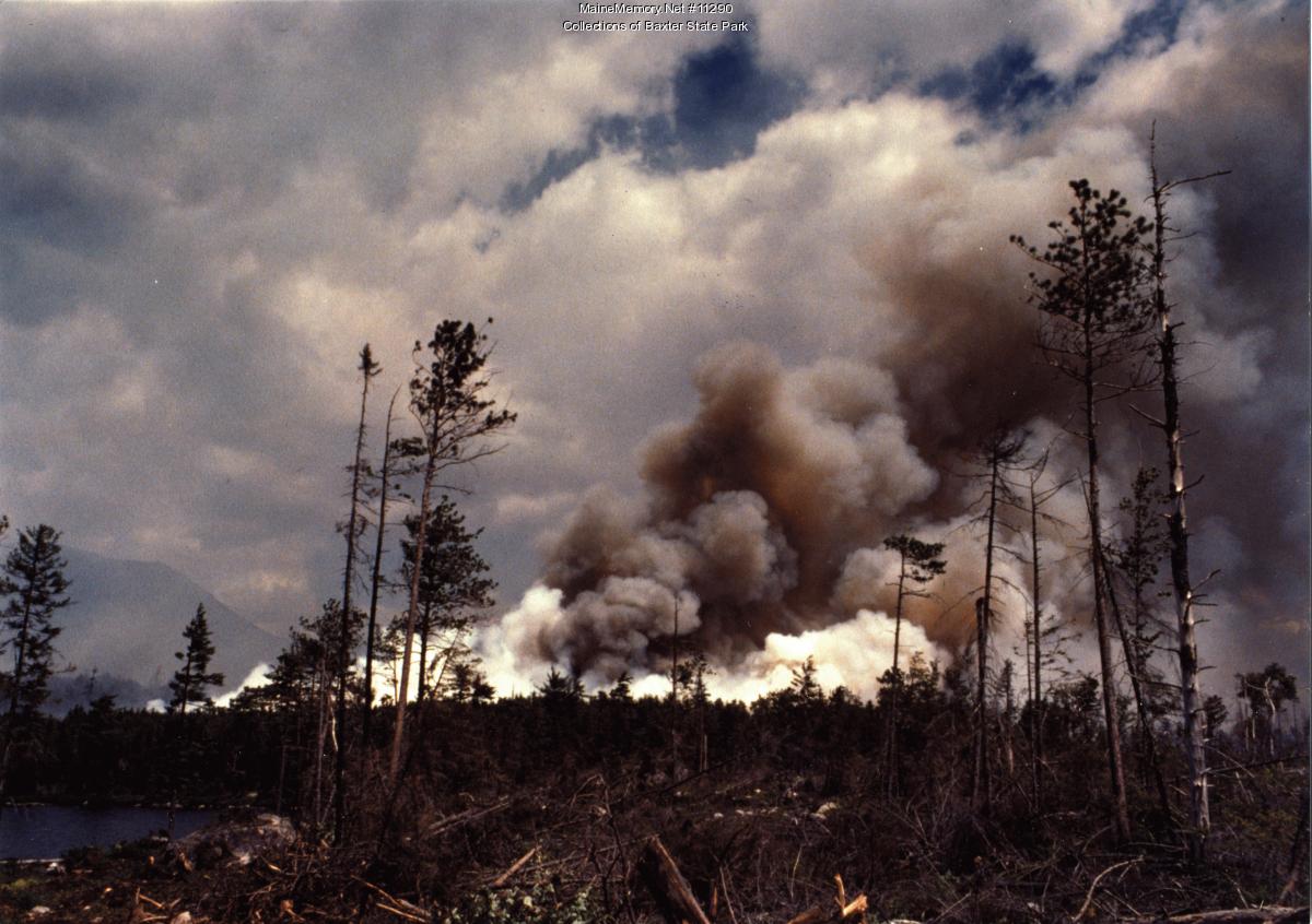Smoke from fire, Baxter State Park, 1977 - Maine Memory Network