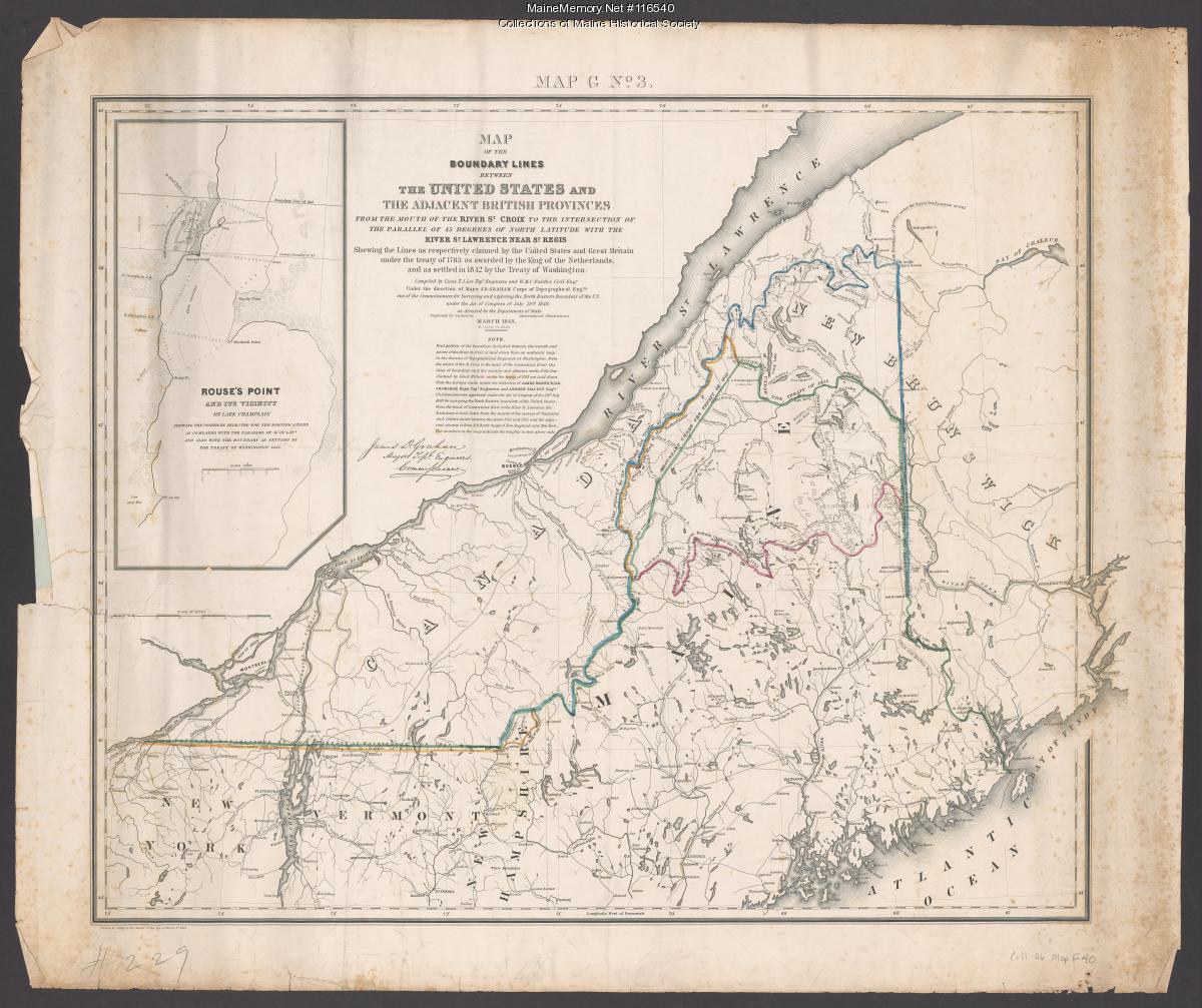 Map of the boundary lines between the United States and the adjacent ...