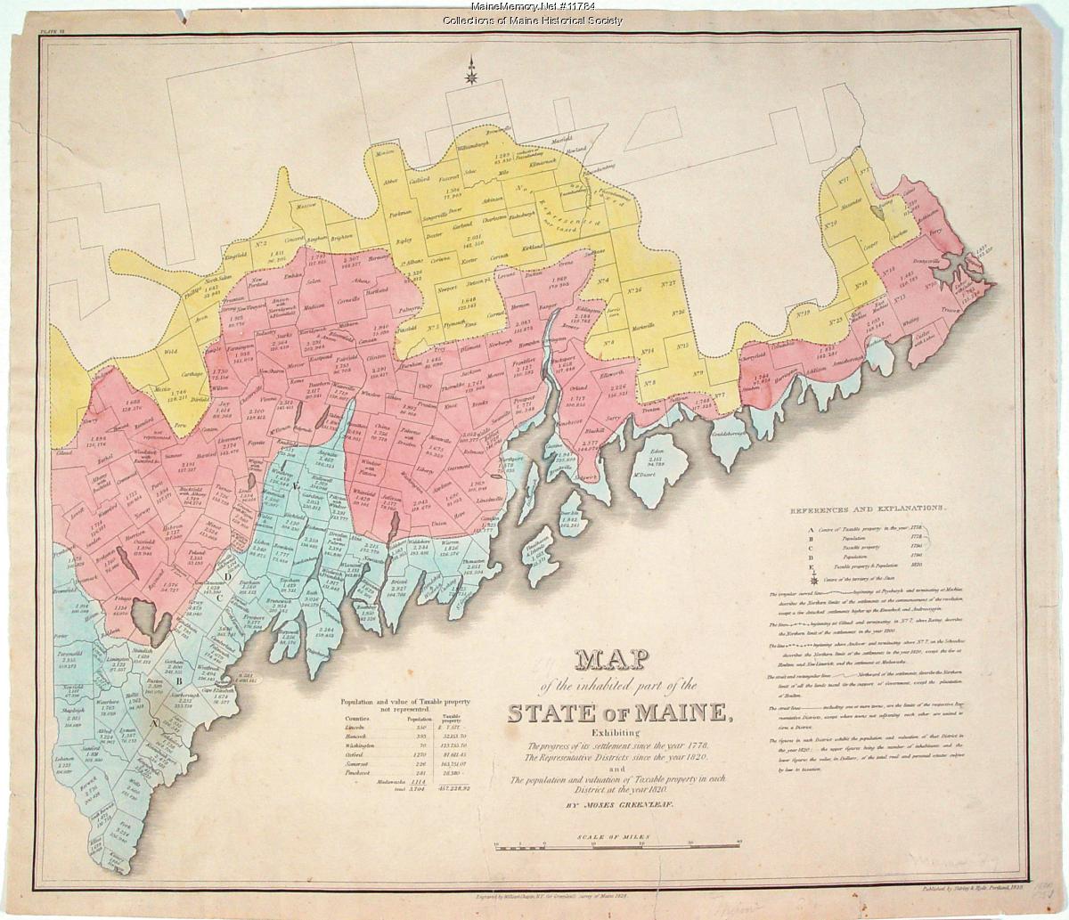 Map of the Inhabited Part of Maine, Moses Greenleaf, 1829 - Maine ...