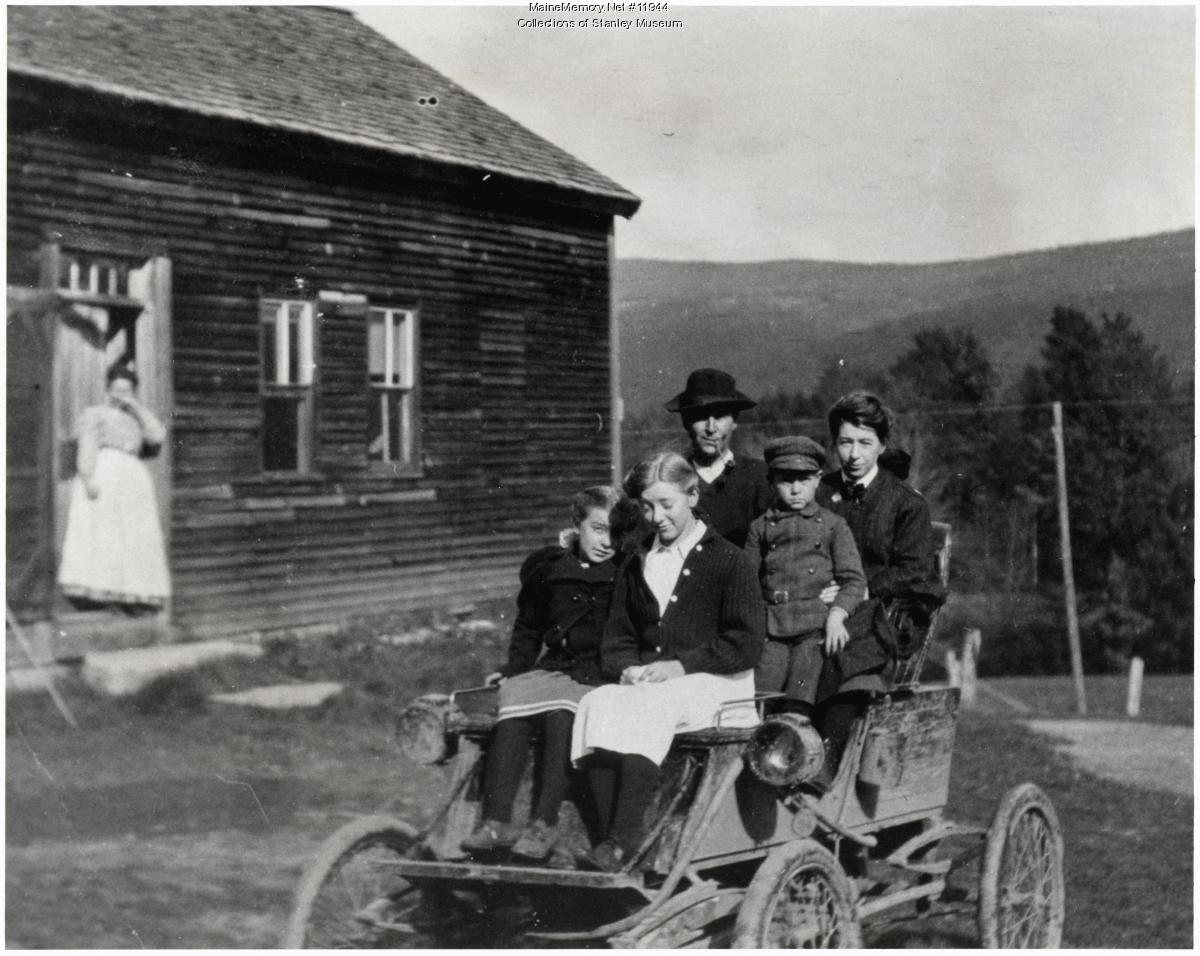 Visiting neighbors in an Early Stanley Steamer, Lexington, 1906 - Maine ...