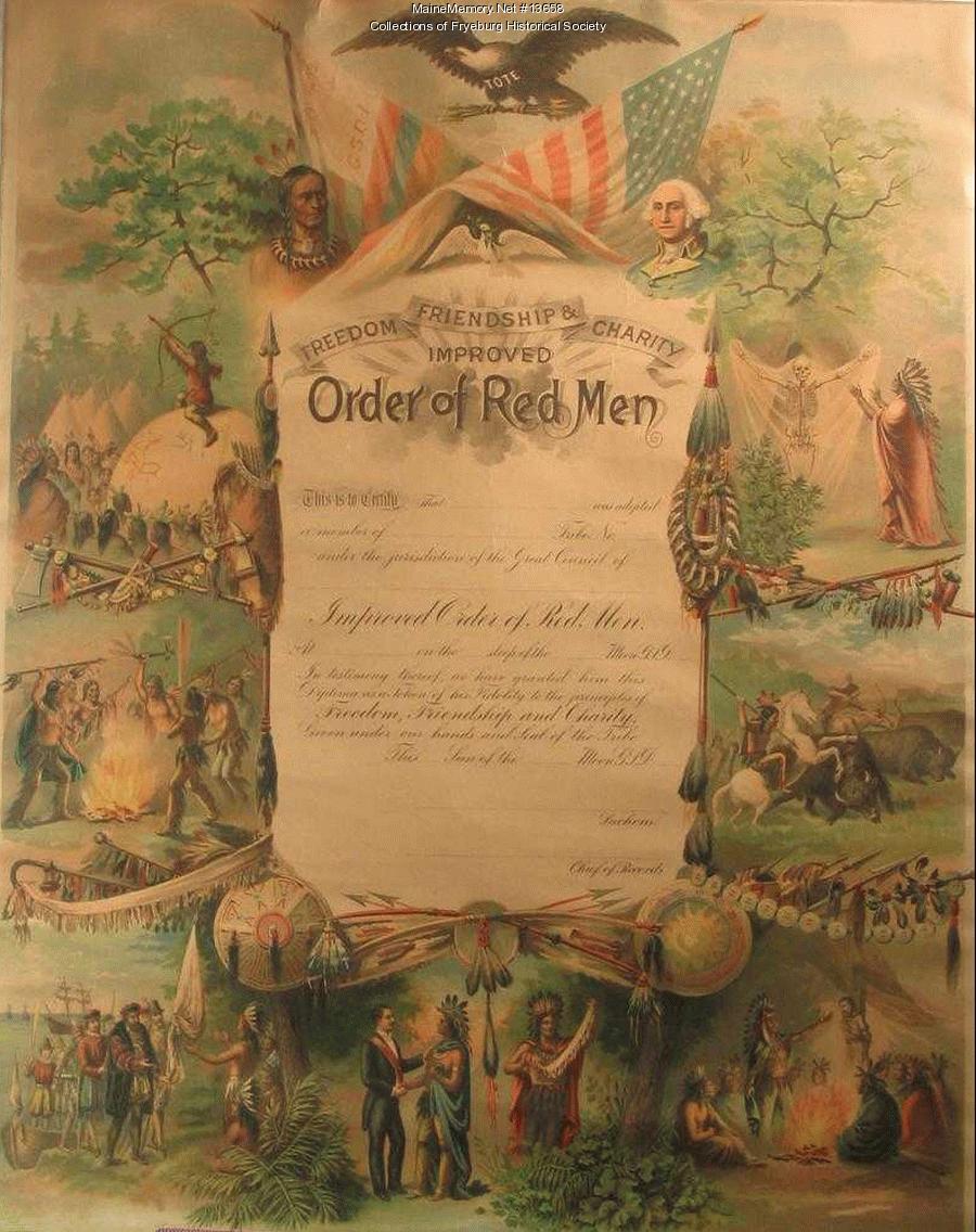 Improved Order of Red Men charter, Fryeburg, ca. 1930 - Maine Memory ...