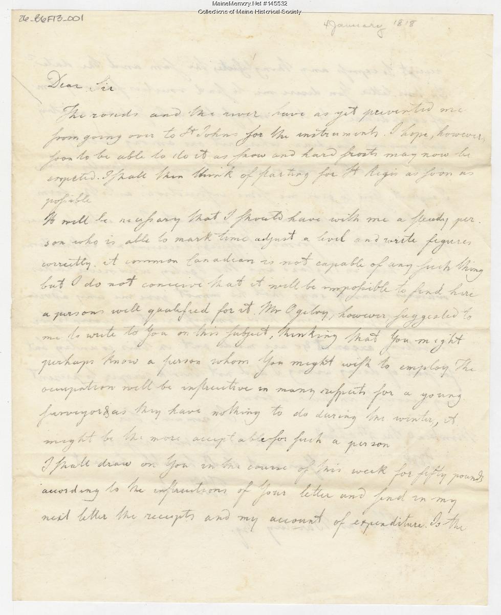 Barclay Collection Correspondence, January-March, 1818 - Maine Memory ...
