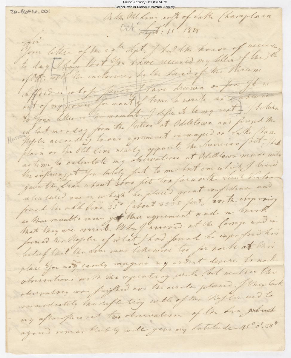 Barclay Collection Correspondence, October-December, 1818 - Maine ...