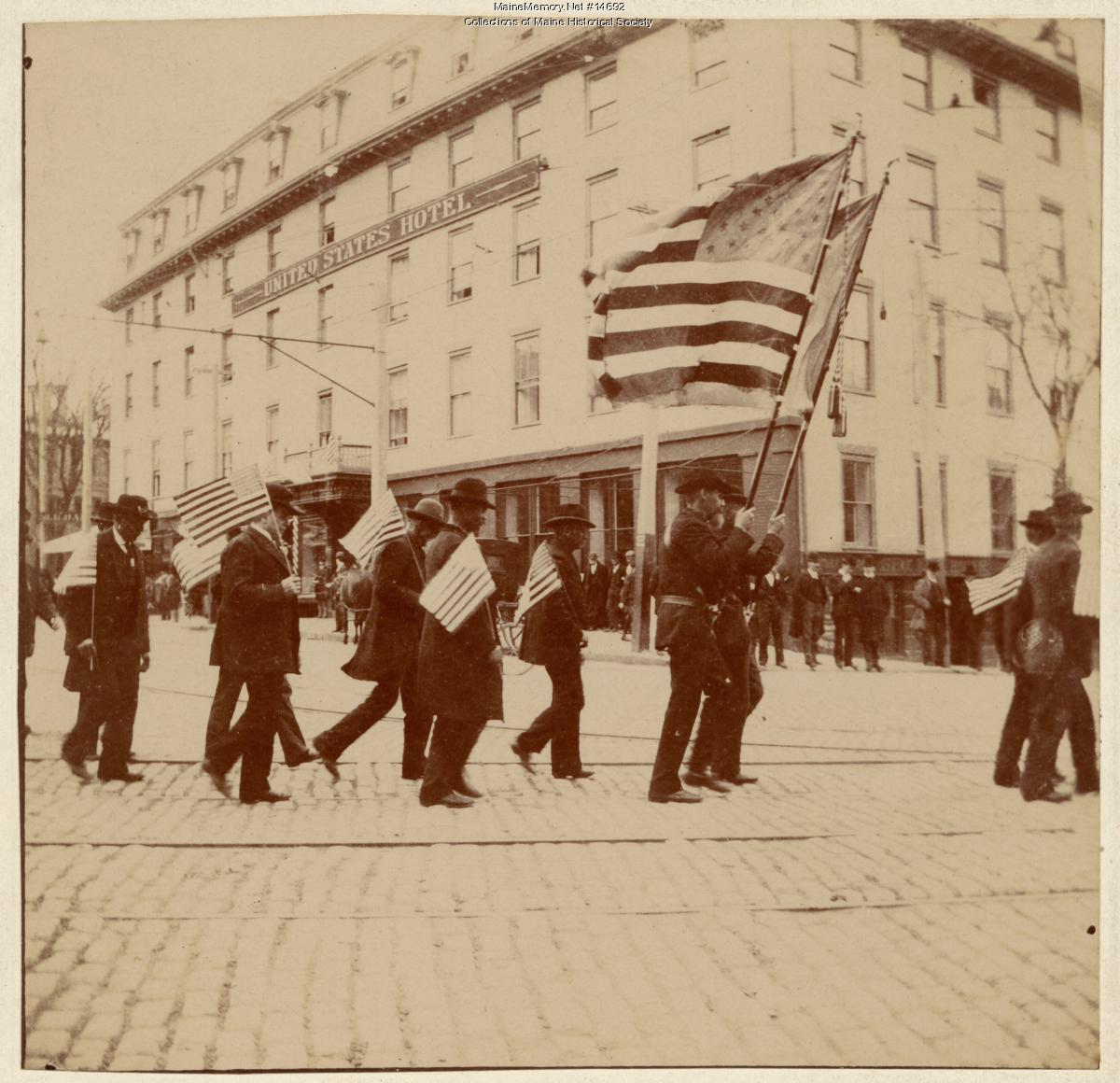Parade through Monument Square in Portland, 1898 - Maine Memory Network