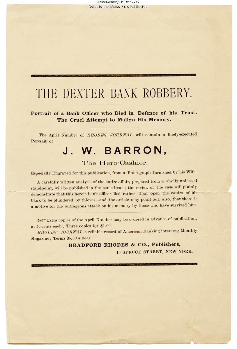 Advertisement for a Special Edition of "Rhodes’ Journal" on the Dexter ...