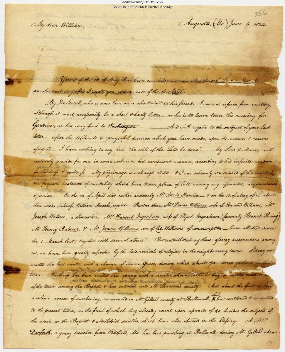 Henry Sewall letter to son, William, 1824 - Maine Memory Network