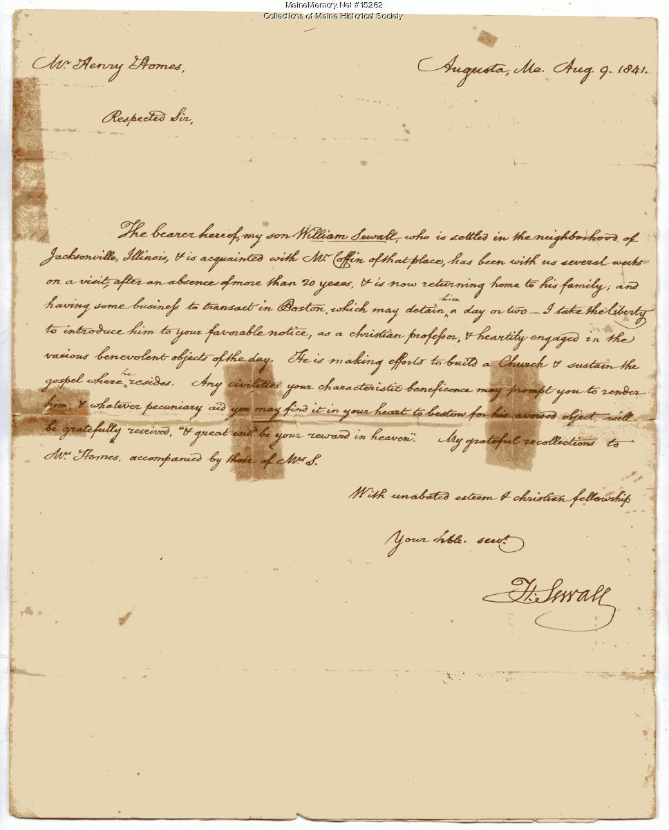 Letter of Introduction, William Sewall, 1841 - Maine Memory Network