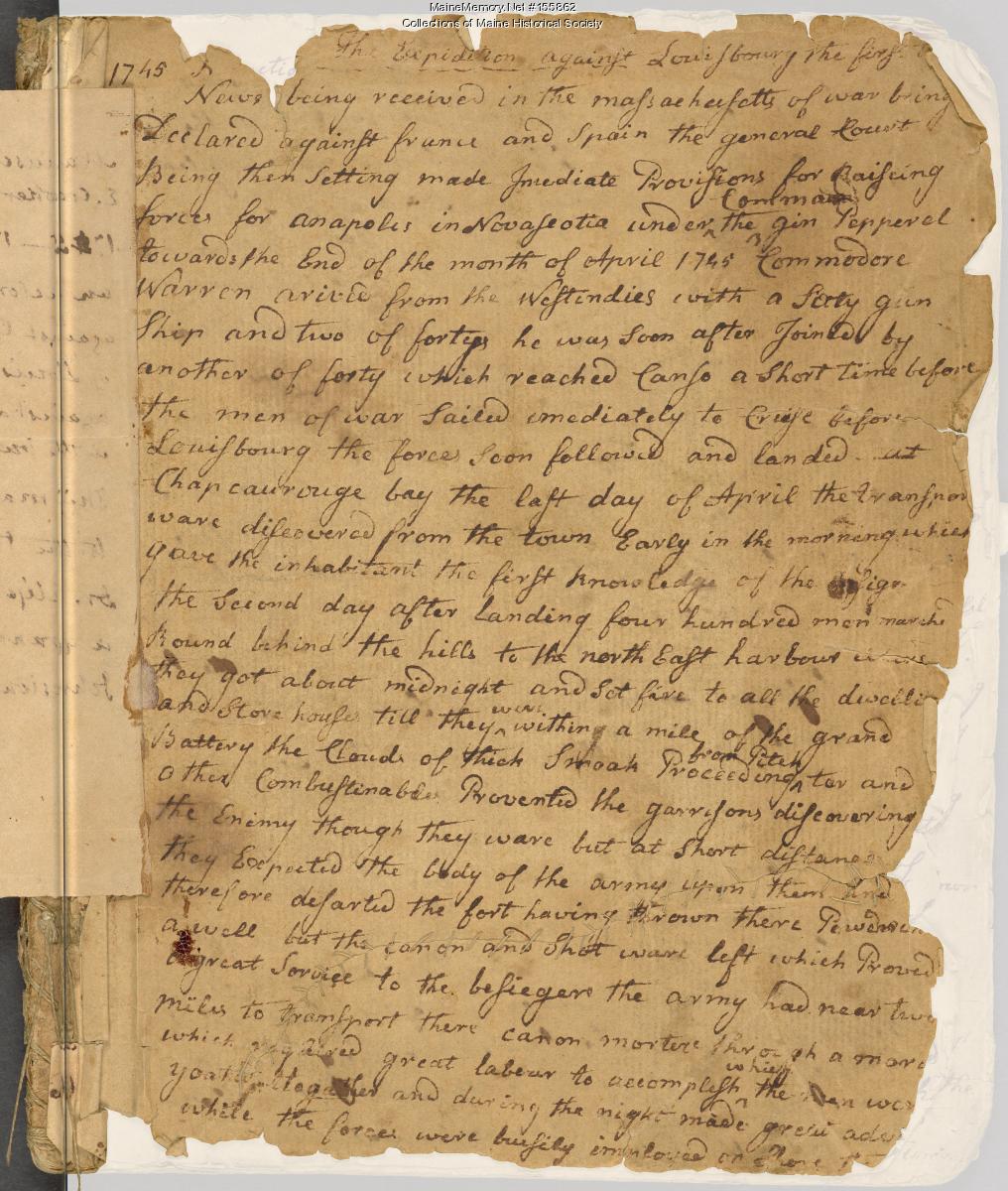Capt. Elijah Crooker Revolutionary War manuscript, 1745-1782 - Maine ...