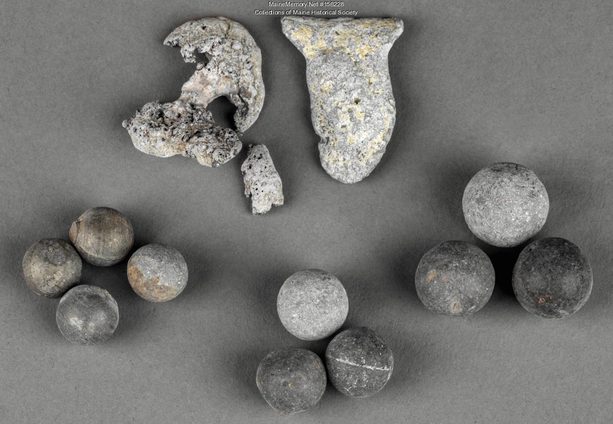Lead ammunition found in the Dead River, ca. 1775 - Maine Memory Network