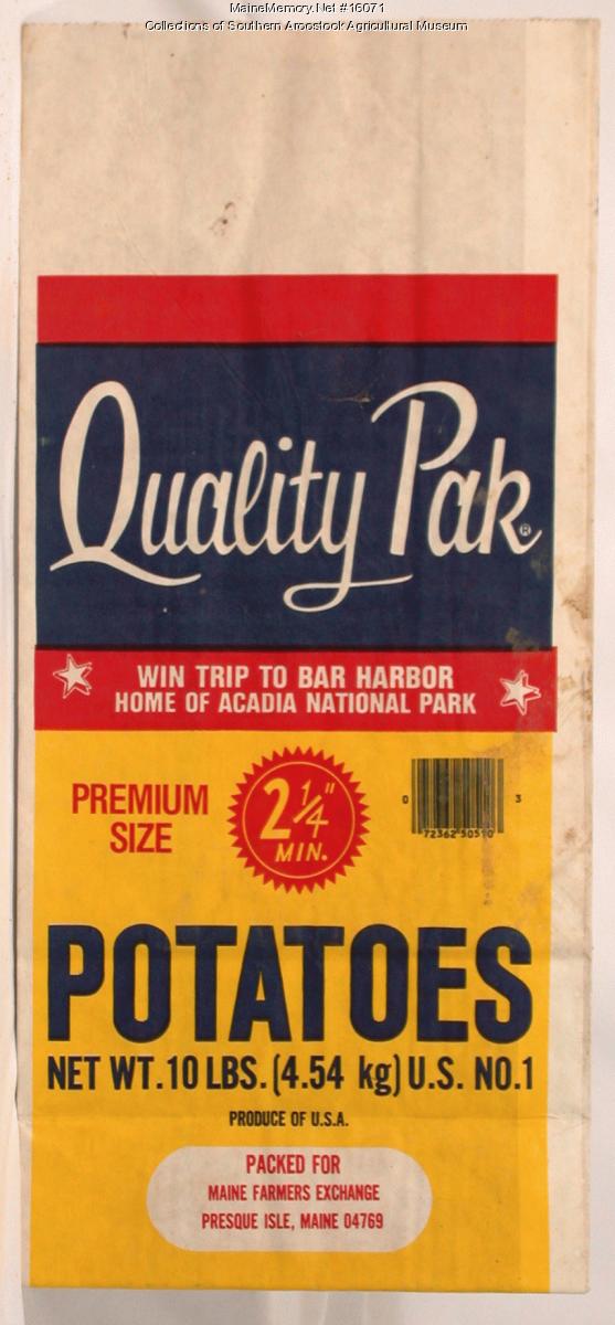 Quality Pak potato bag, Presque Isle, ca. 1970 - Maine Memory Network