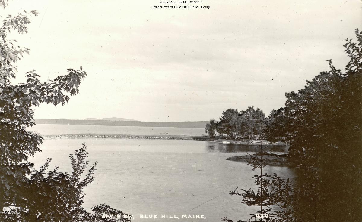 View of the causeway, Blue Hill Bay, ca. 1920 - Maine Memory Network