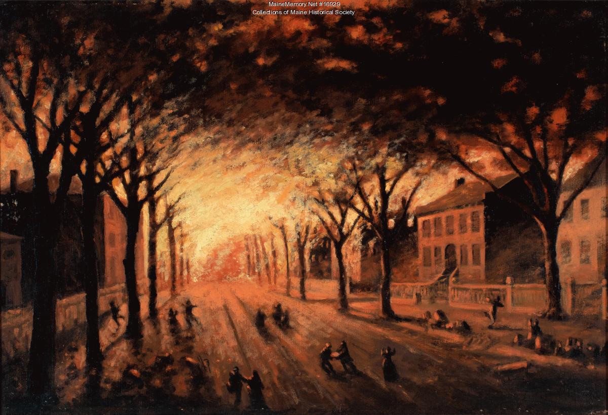 Congress Street during the Great Portland Fire, 1866 - Maine Memory Network