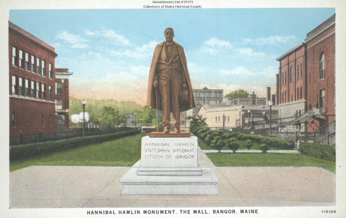 Hannibal Hamlin monument, Bangor, ca. 1935 - Maine Memory Network