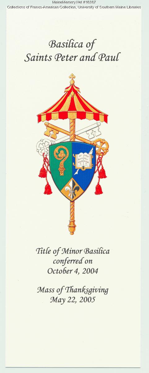 Remembrance card, Sts. Peter and Paul Church, 2005 - Maine Memory Network