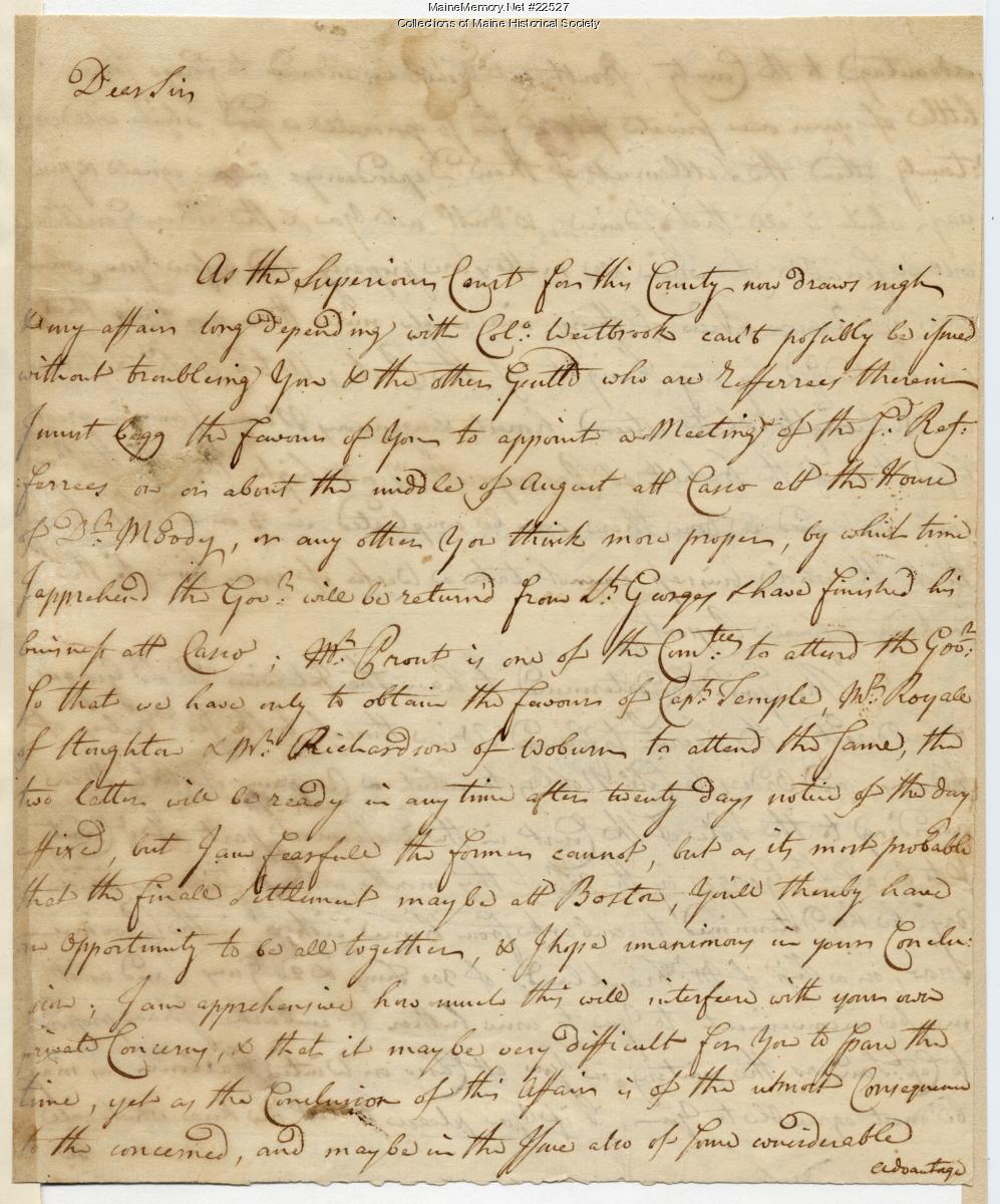 Samuel Waldo request for meeting, 1742 - Maine Memory Network