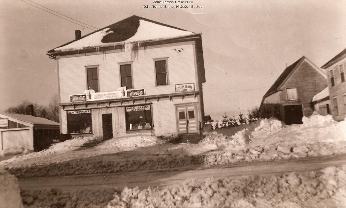 Grange Hall, Graves Meat Market, Easton, ca. 1950 - Maine Memory Network