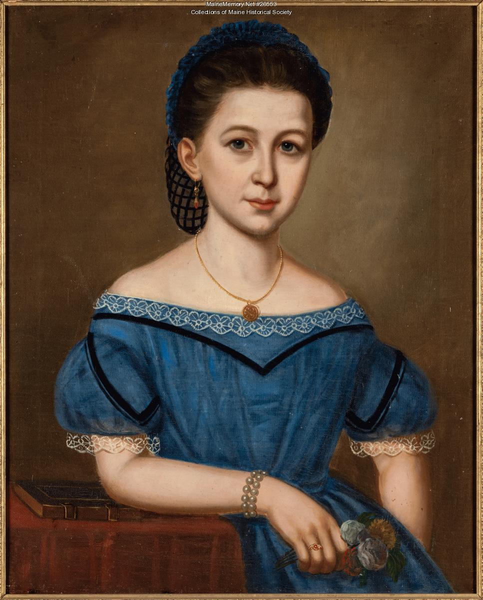 Woman in a blue dress, Bangor, ca. 1865 - Maine Memory Network