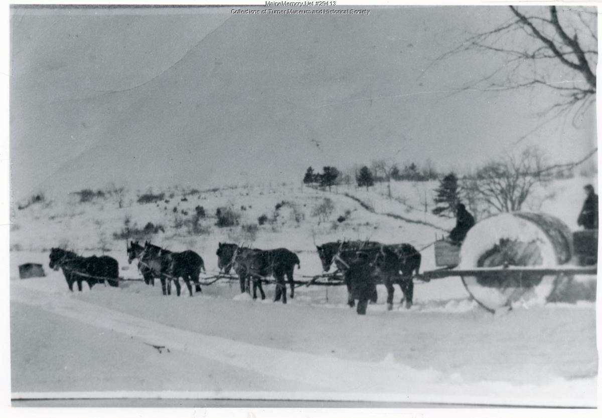 Snow Roller, Howe's Corner, Turner, ca. 1900 - Maine Memory Network