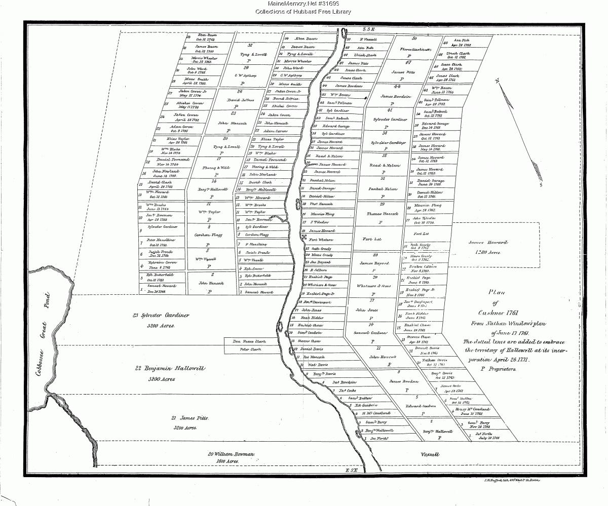 Kennebec Proprietors map, Hallowell, April 1771 - Maine Memory Network