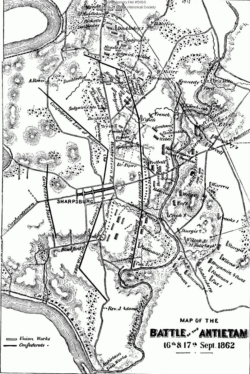 Battle of Antietam map, 1862 - Maine Memory Network