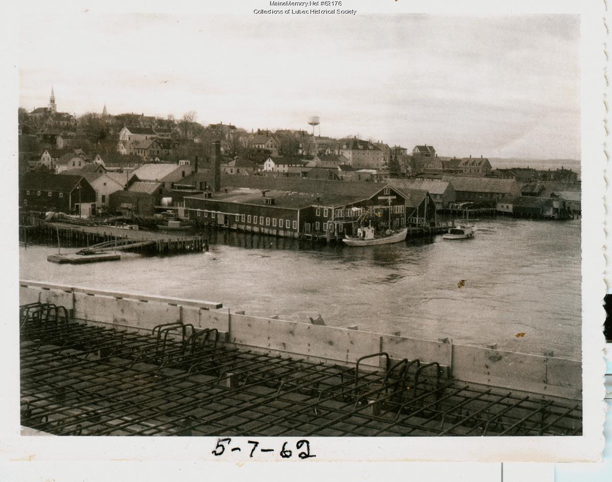 Lubec waterfront from new bridge, 1962, 1962 - Maine Memory Network