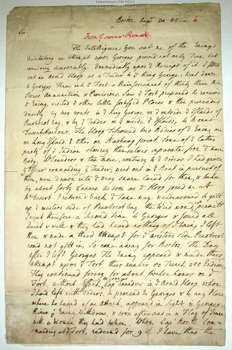 Letter from Thomas Pownall to Robert Monckton, 1758 - Maine Memory Network
