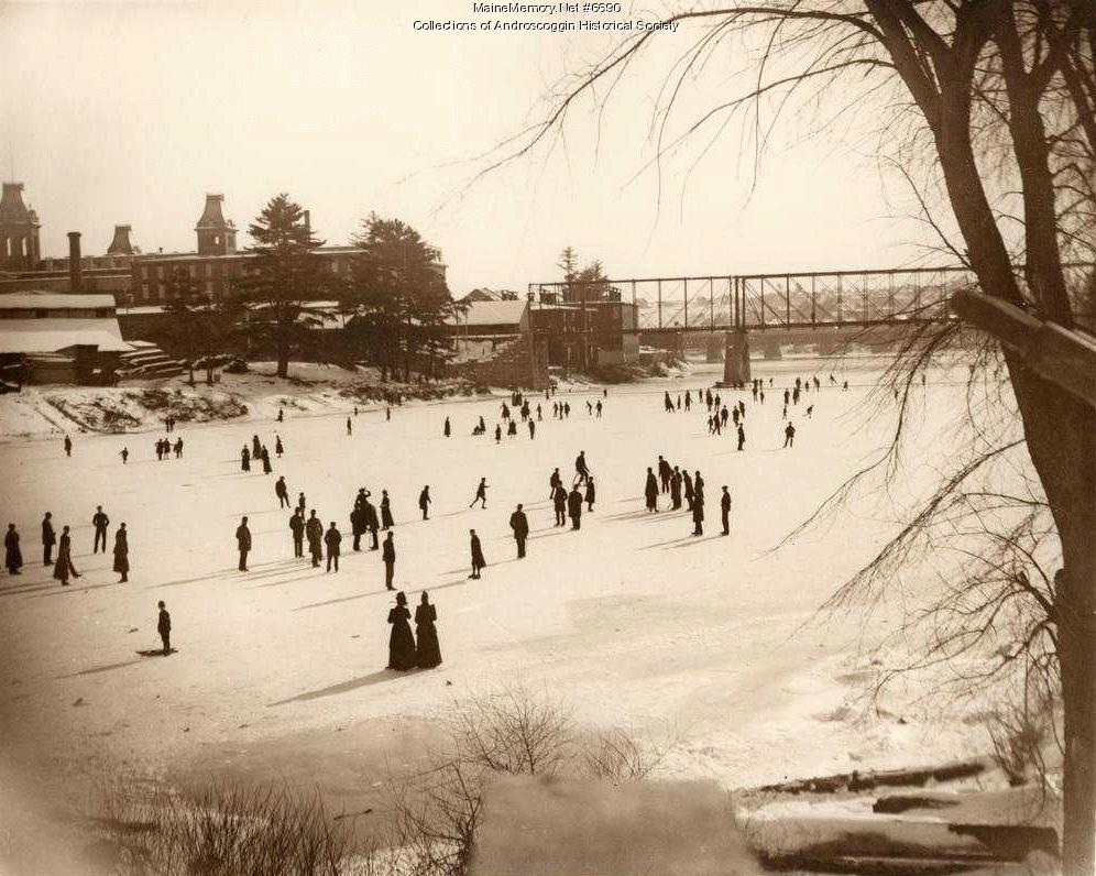 Skating on the Androscoggin River, ca. 1890 - Maine Memory Network