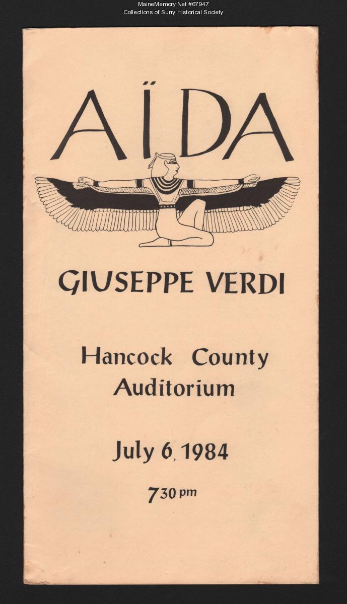 Surry Opera Company Aida program cover, Ellsworth, 1984 - Maine Memory ...