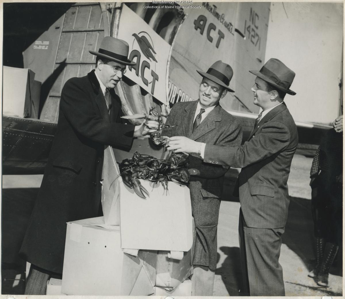 Gov. Hildreth with Air Cargo Transport, 1946 - Maine Memory Network