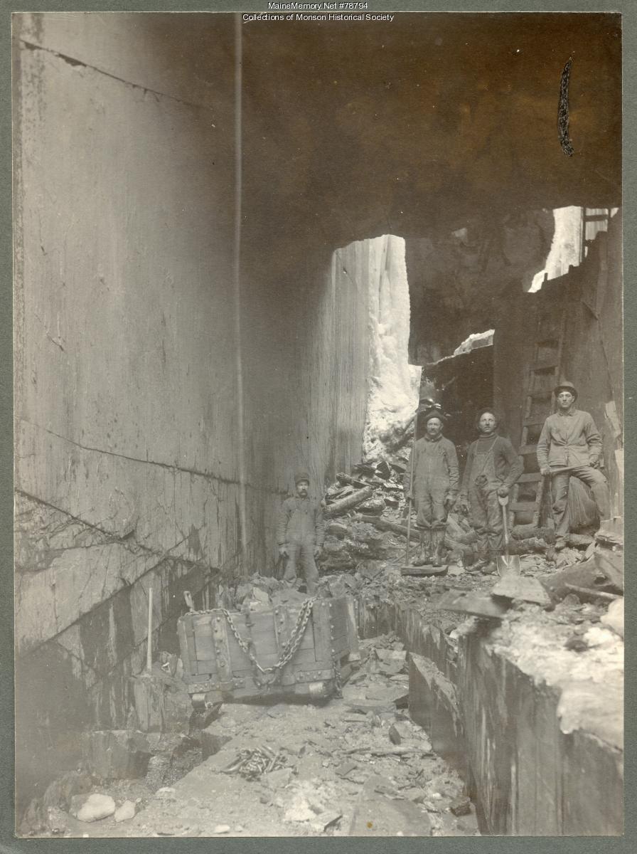 Slate Quarry in winter, Monson, ca. 1890 - Maine Memory Network