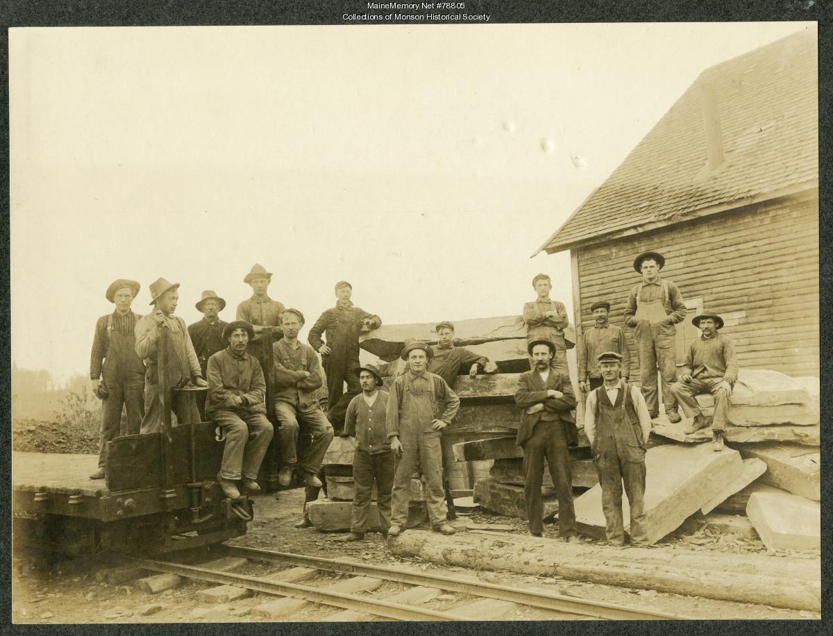 Slate Quarry Employees, Monson, ca. 1890 - Maine Memory Network