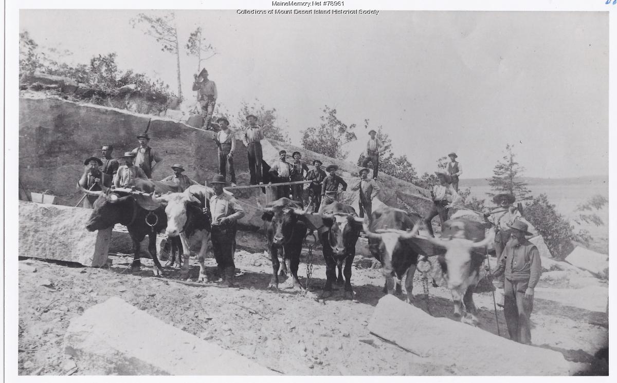 Granite Quarry Crew at Work, Mount Desert Island, ca. 1890 - Maine ...