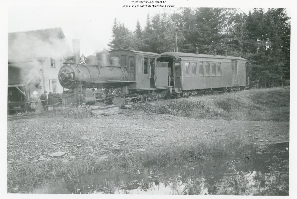 Narrow Gauge Engine at Water Street Station, Monson, ca. 1900 - Maine ...